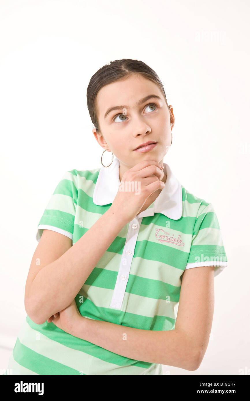 Portrait of a thoughtful looking girl Stock Photo - Alamy
