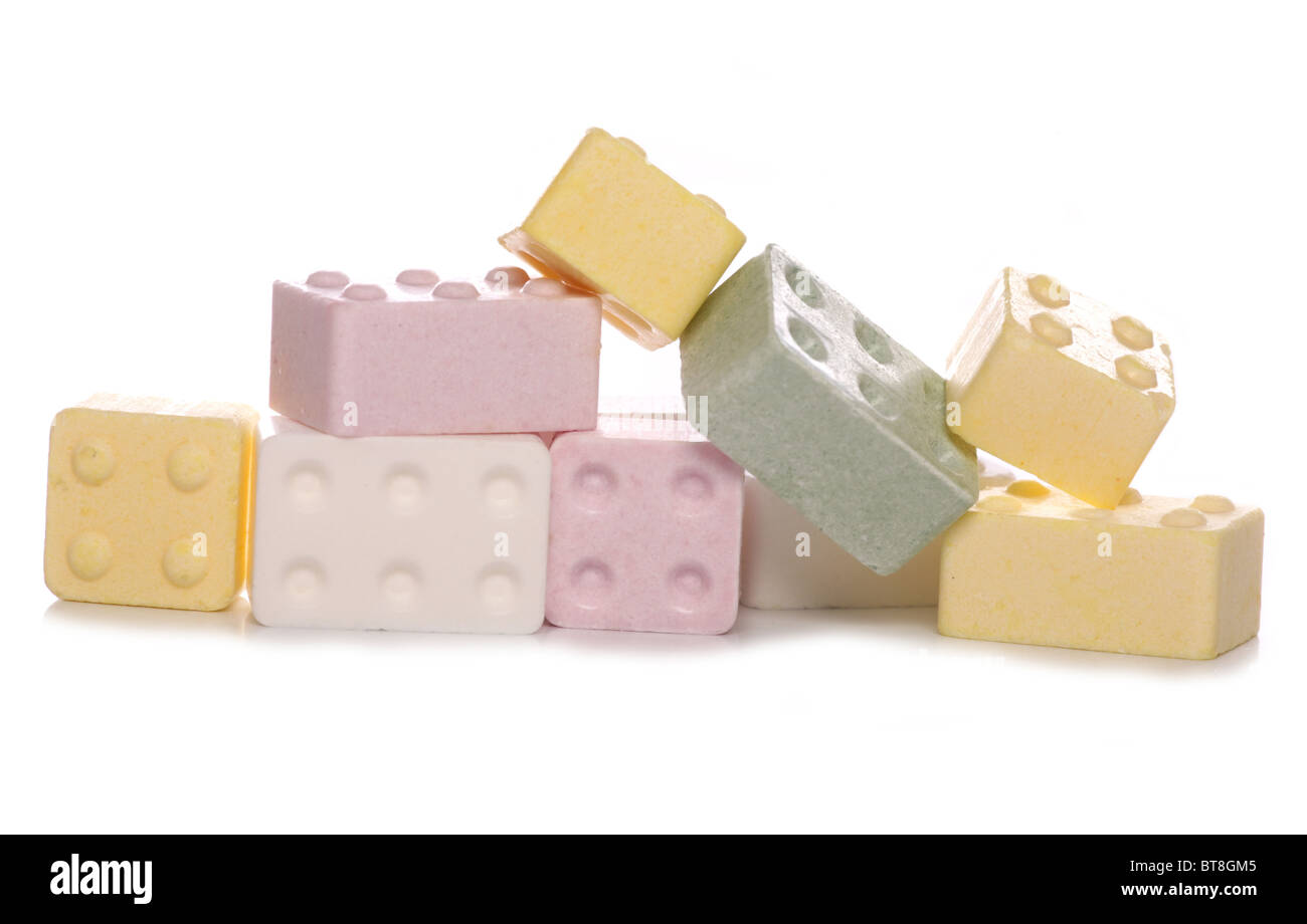 Candy bricks sweets studio cutout Stock Photo - Alamy
