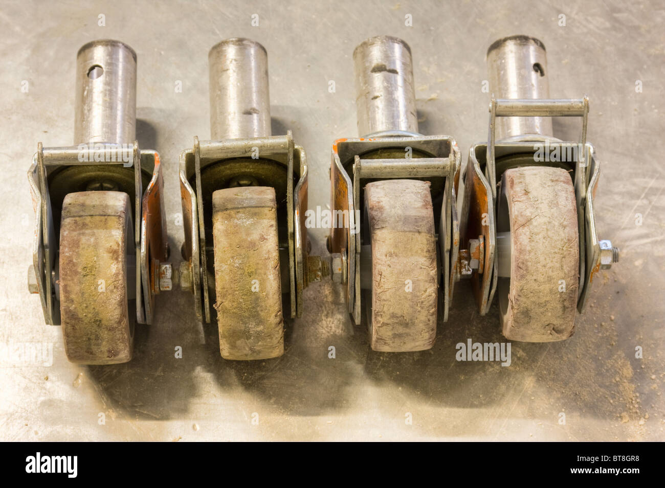 scaffold wheels used in construction Stock Photo - Alamy