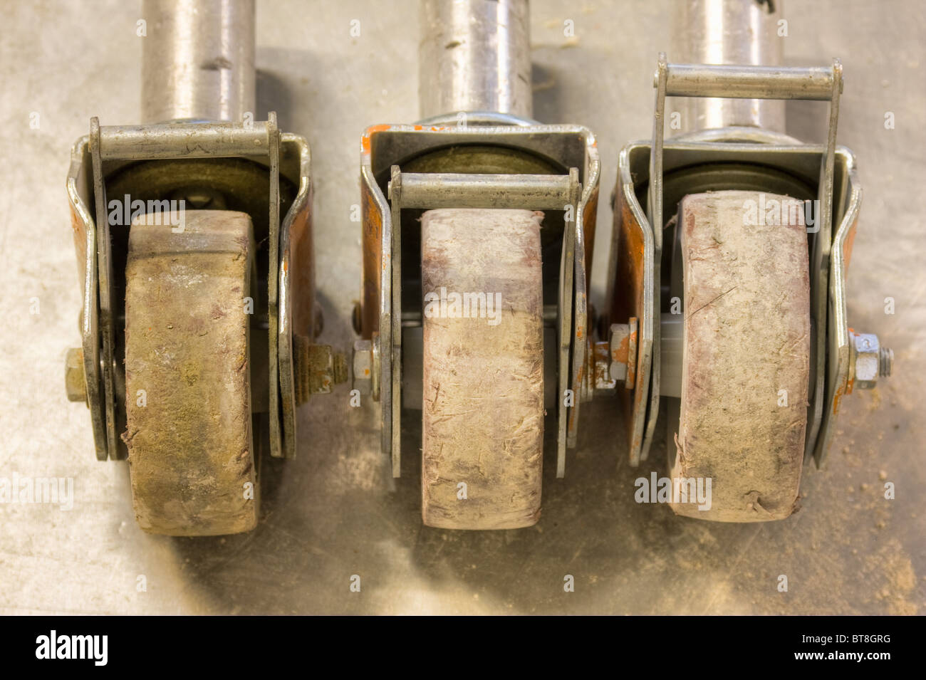 wheels used on scaffold platform in construction Stock Photo - Alamy