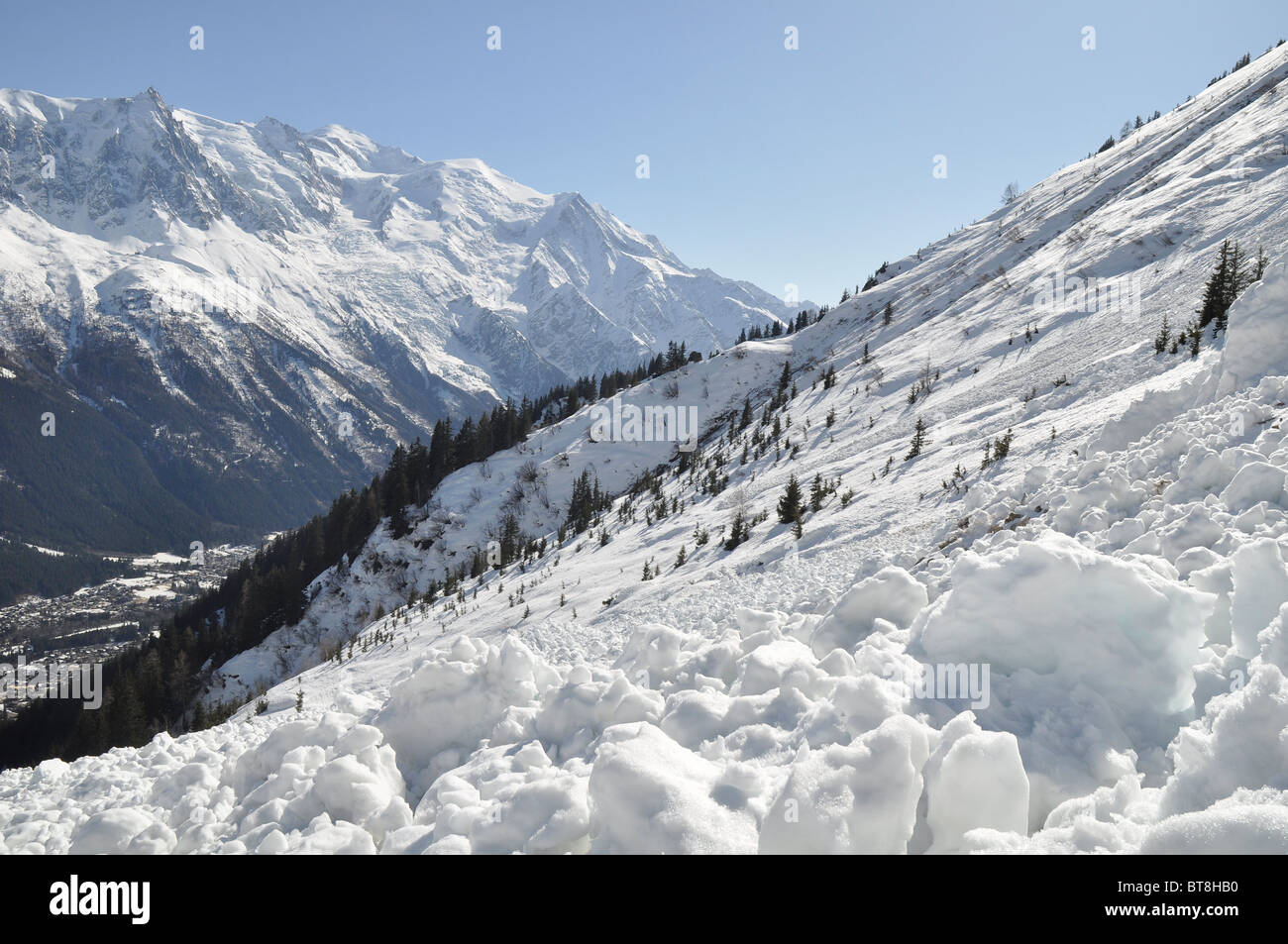 Aftermath of an avalanche at Chamonix, France Stock Photo - Alamy