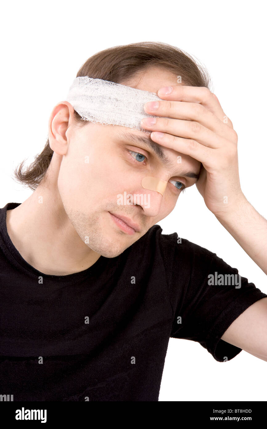 The man keeps a hand for a sick head Stock Photo - Alamy