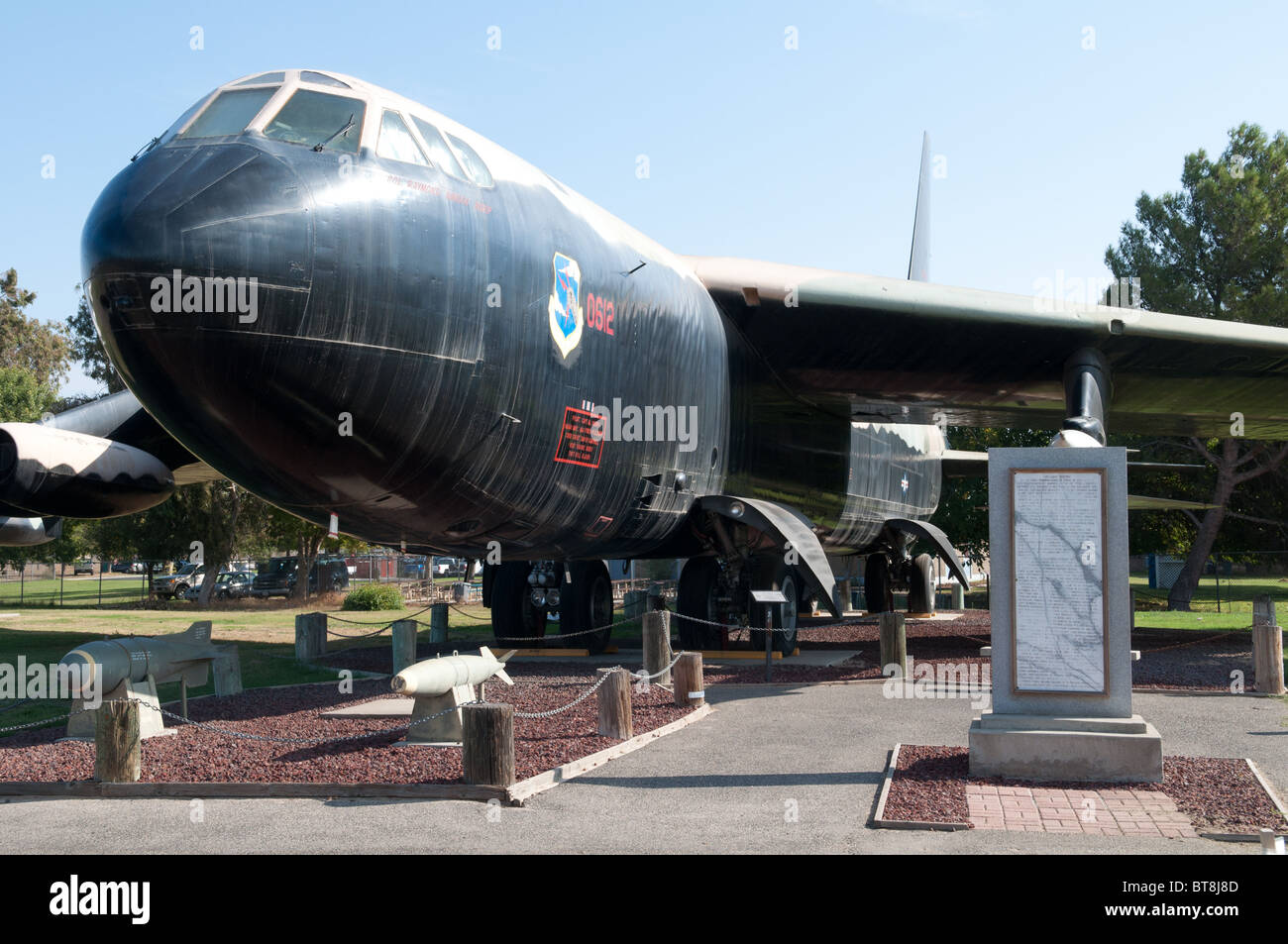 A B-52 bomber plane on display at the Castle Air Museum, Merced ...