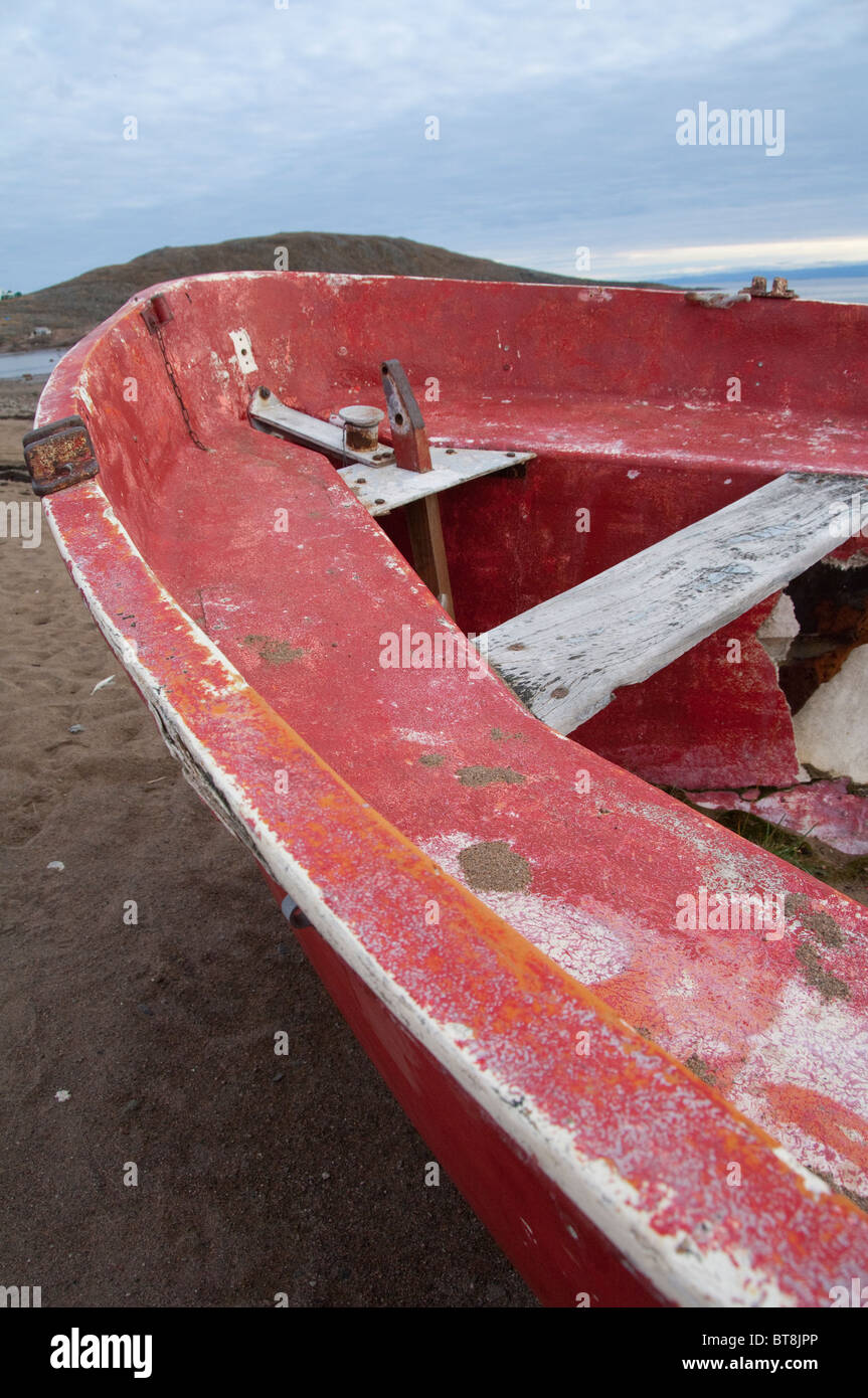 Arctic Canada, Nunavut, Baffin Island, Iqaluit (aka Frobisher Bay). Red ...