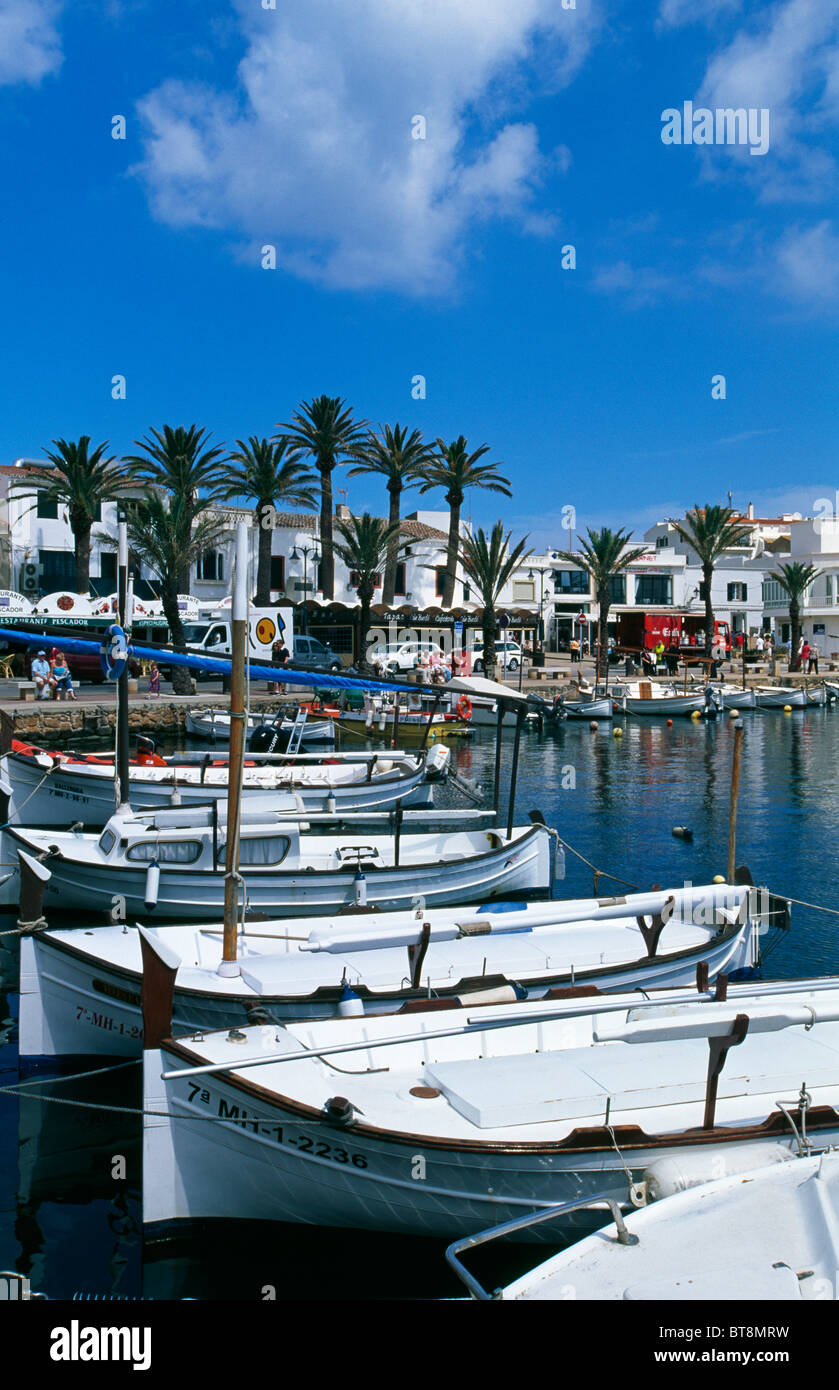 Fishing boats in Fornells, Minorca, Balearic Islands, Spain Stock Photo ...