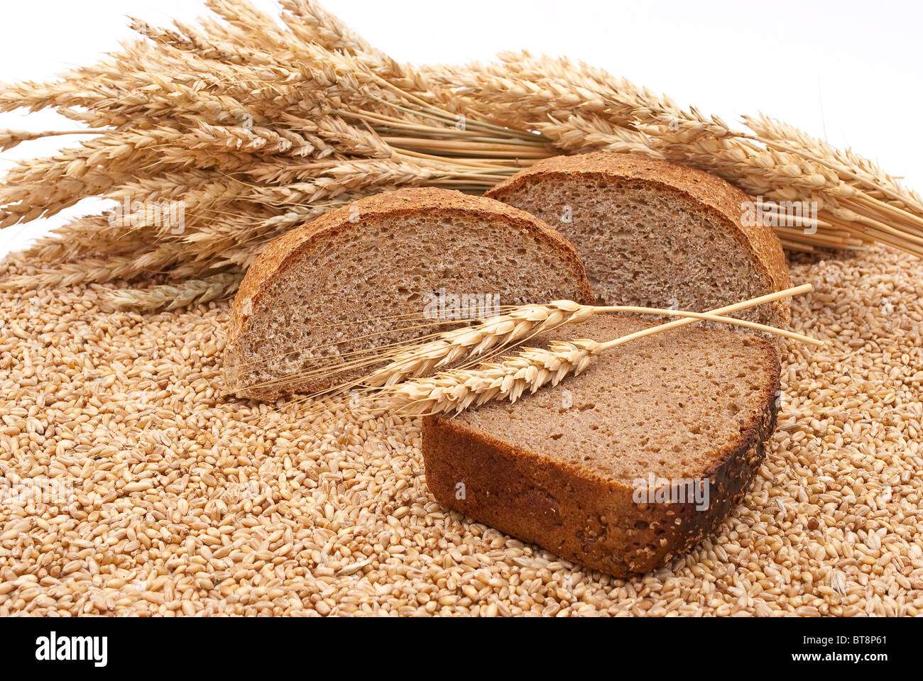 Bread with wheat and ears Stock Photo - Alamy