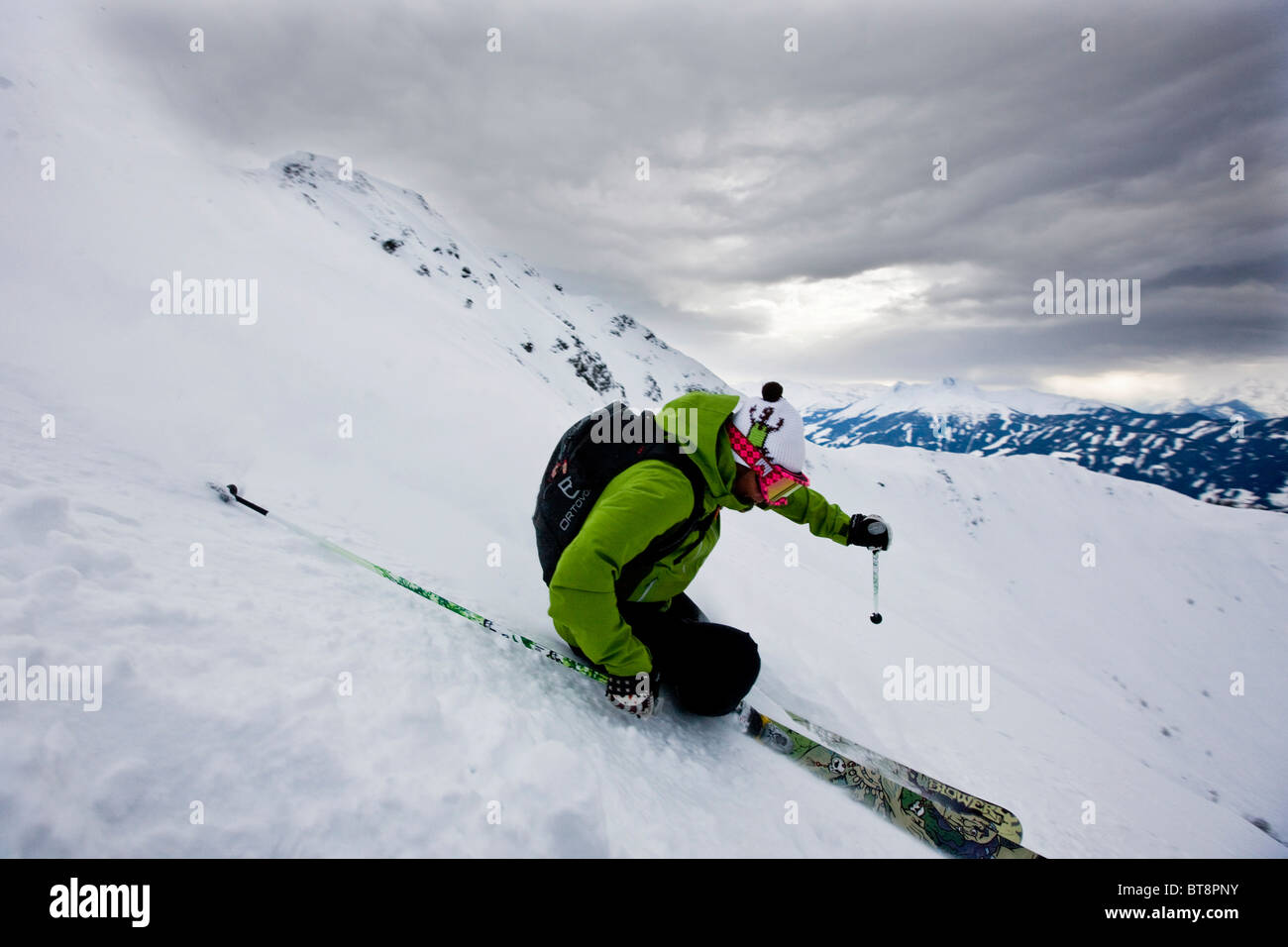 Freerider in deep snow, near Alpbach, Kitzbuehl Alps, North Tyrol ...