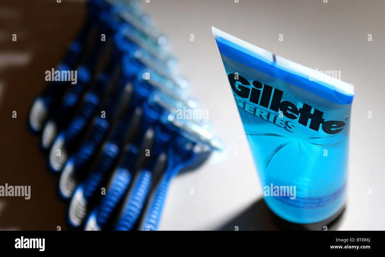 Gillette Razors and Shaving Gel Stock Photo - Alamy