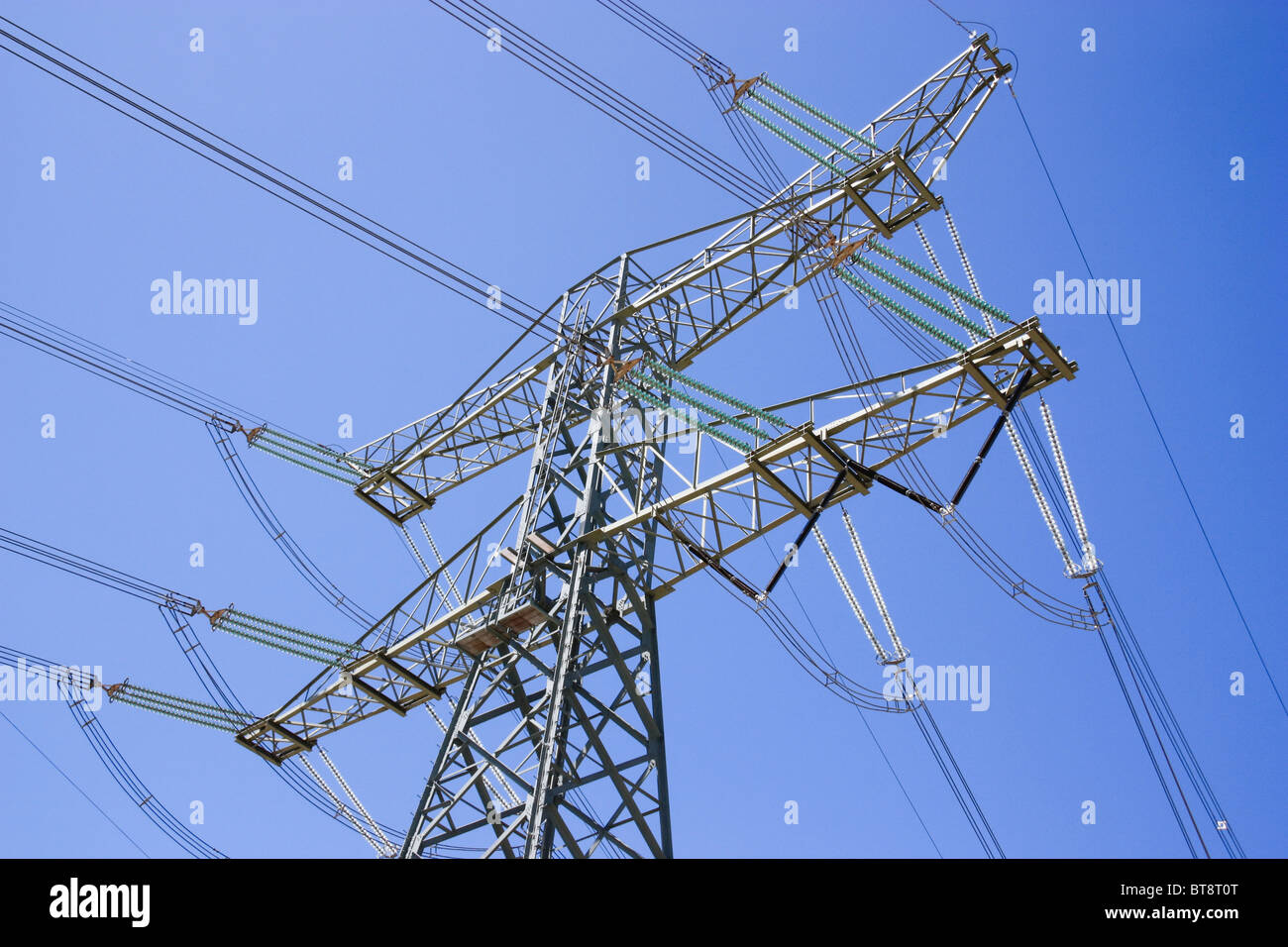 High tension wires, energy infrastructure on the Maasvlakte, The ...
