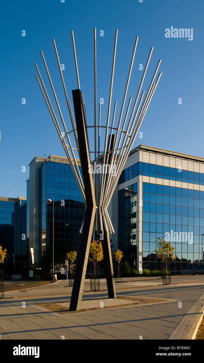 The X sculpture at the entrance to Exchange Quay, Trafford Road, near ...