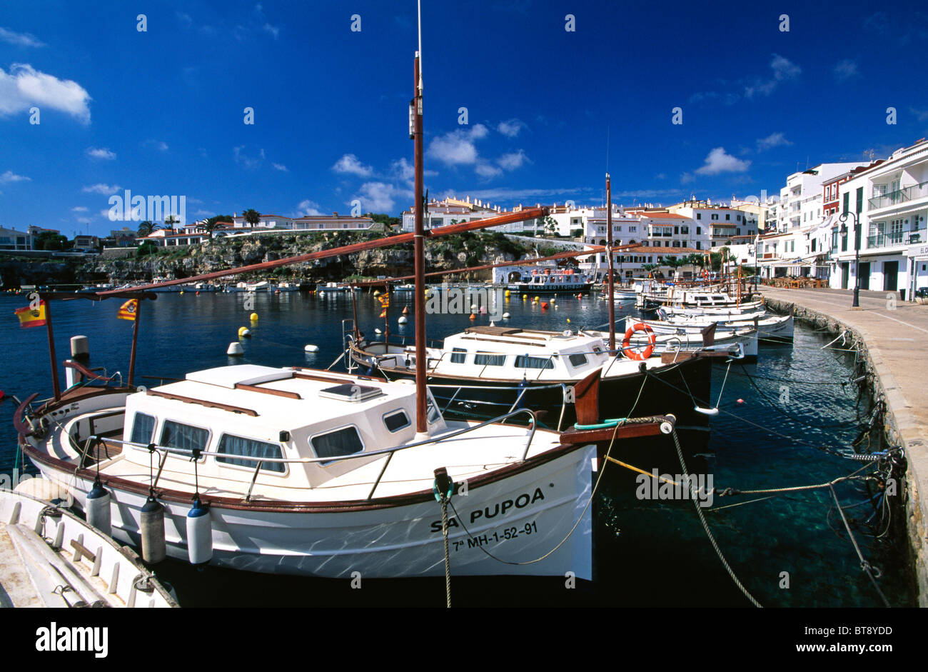 Fishing boats in Es Castell, Minorca, Balearic Islands, Spain Stock ...