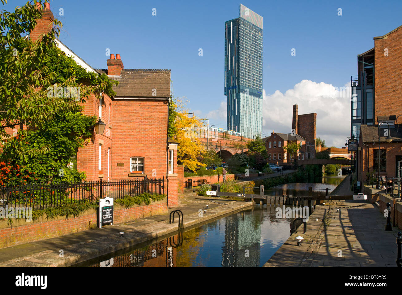 The Beetham Tower, also known as the Hilton Tower. Castlefield basin ...