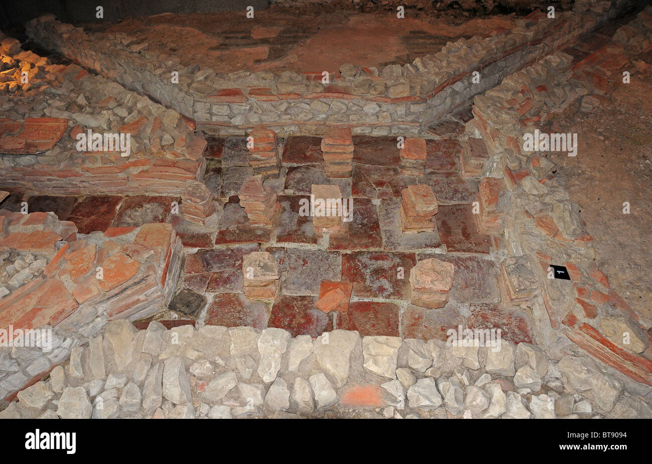 Hypocaust at Fishbourne Roman Palace built between AD 270 and AD 280 ...