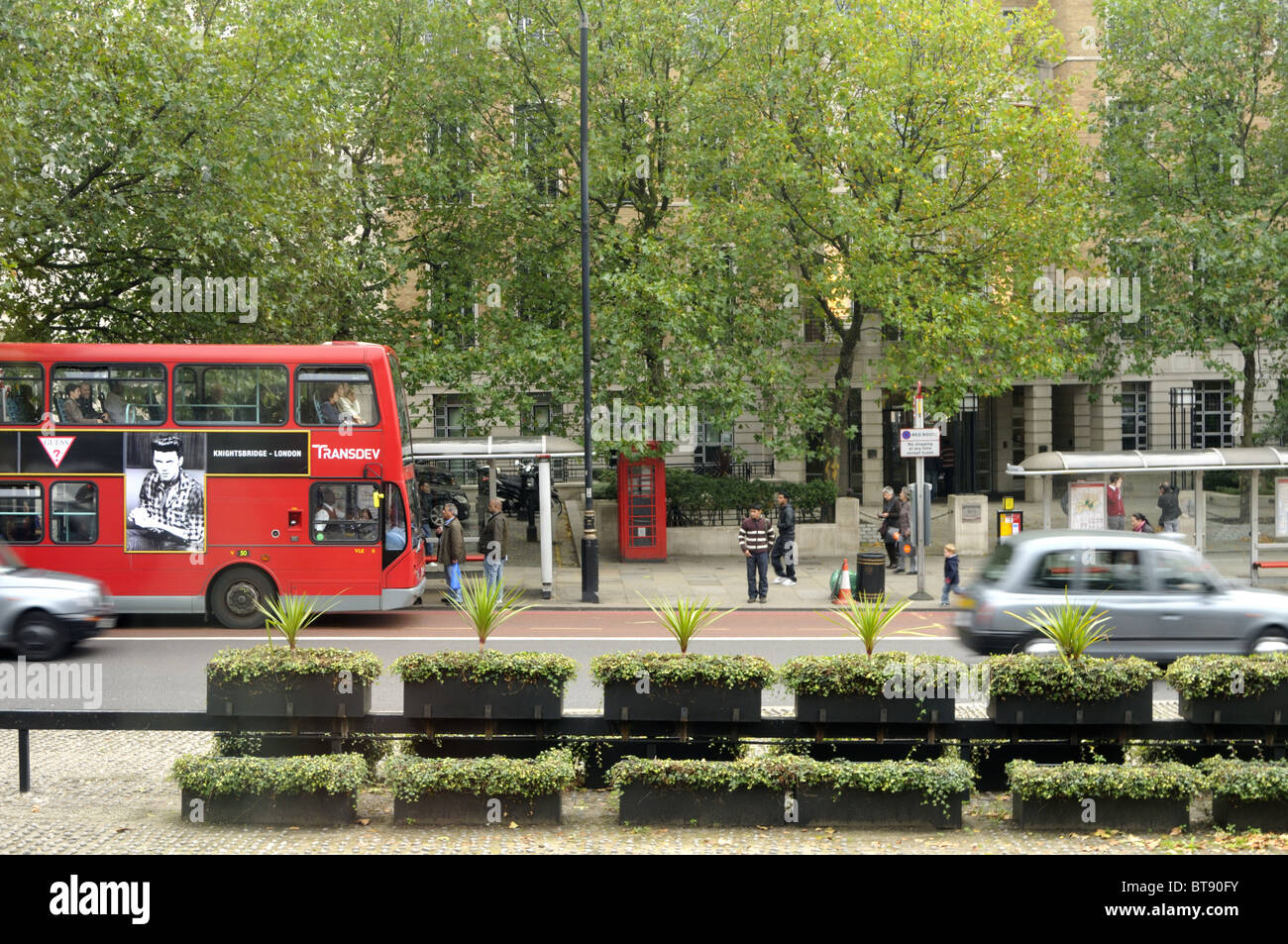 London red bus at bus stop, London, UK Stock Photo - Alamy
