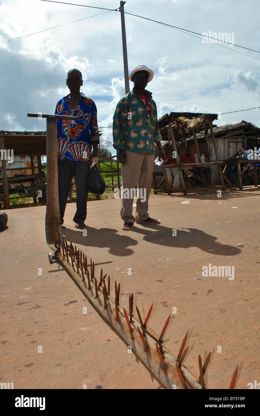 Roadblock near Guiglo in Ivory Coast. Army, police and civilian ...