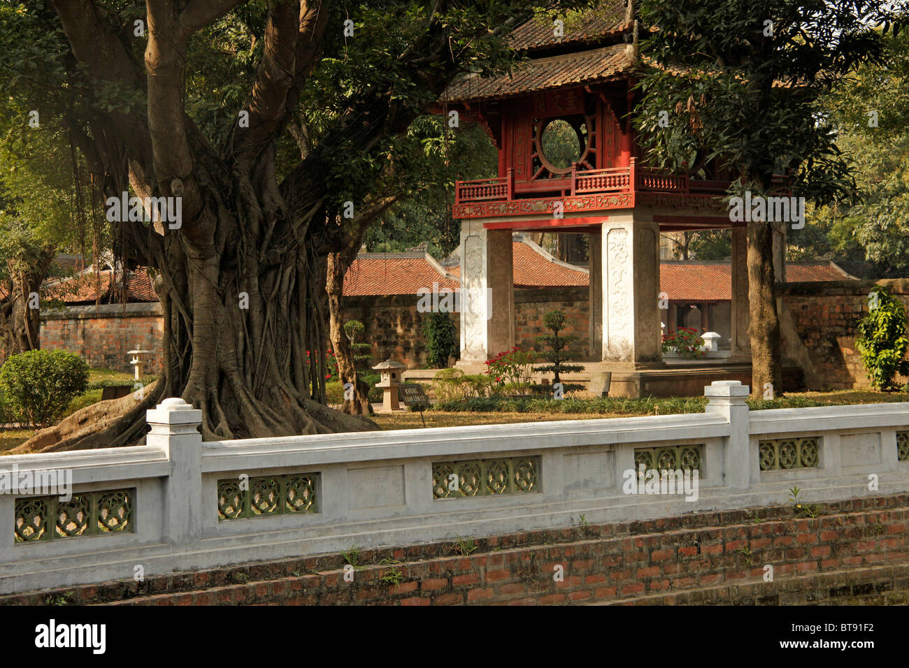 Tower in the Temple of Literature Van Mieu, Hanoi, Vietnam, Asia Stock ...