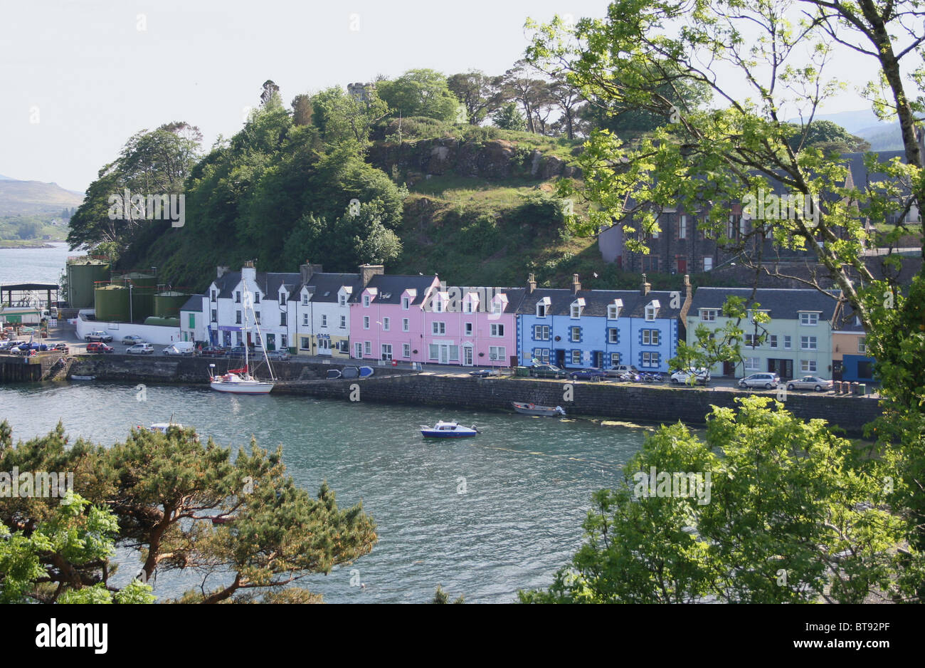 Elevated view of Portree waterfront Isle of Skye Scotland June 2006 ...