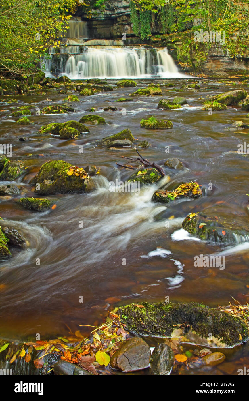 Portrait of Cotterforce Waterfall near Hawes, Yorkshire Dales Stock ...
