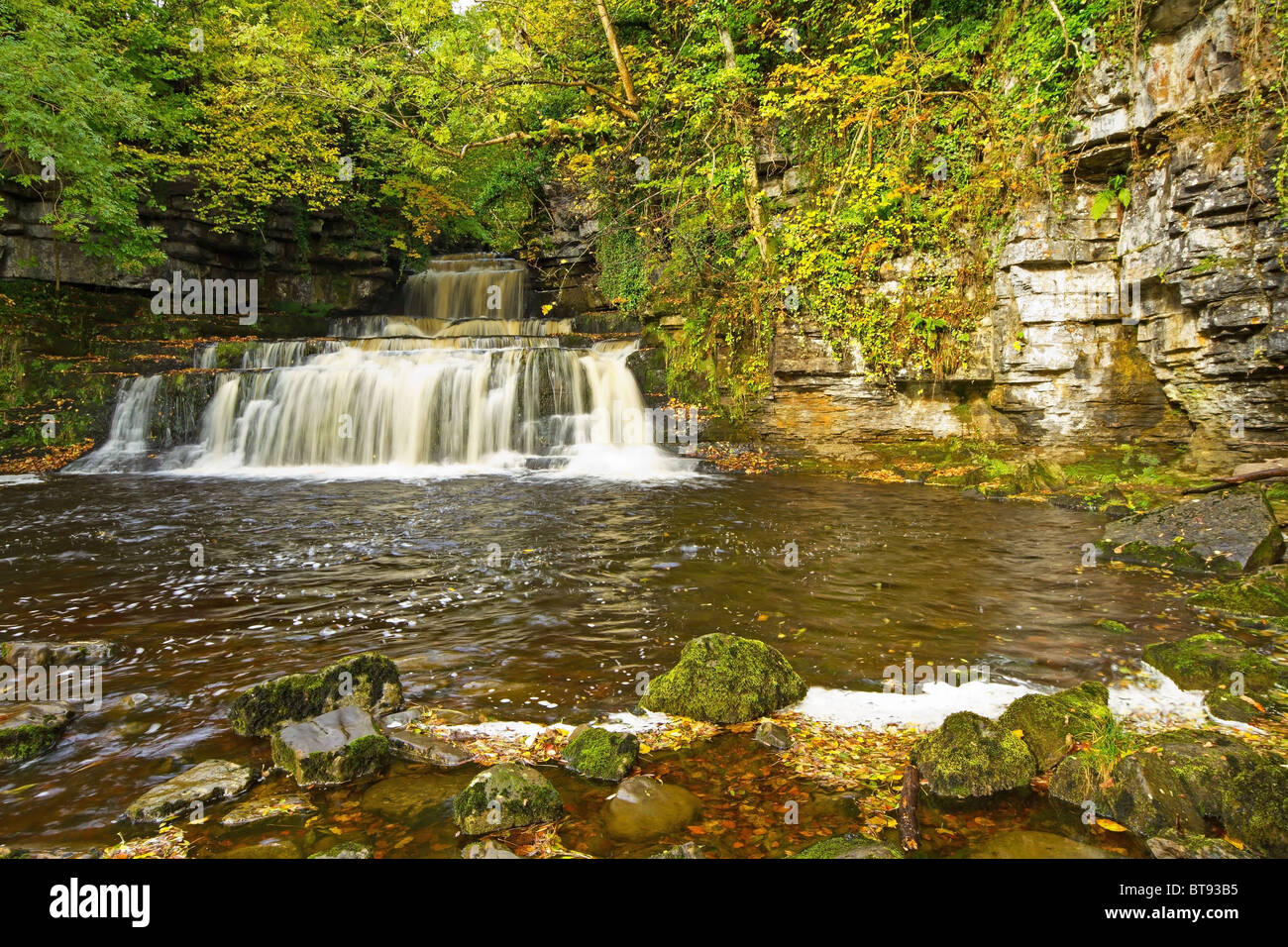 Landscape of Cotterforce Waterfall near Hawes, Yorkshire Dales Stock ...