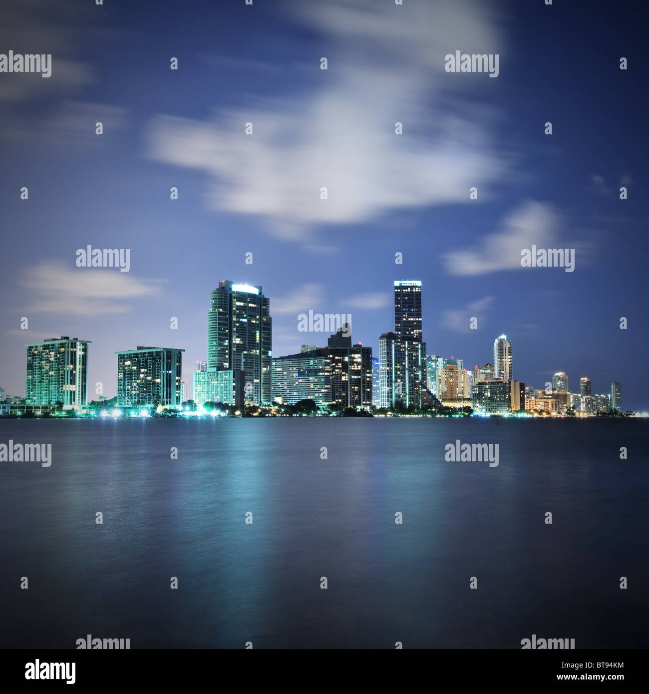 Miami skyline at night Stock Photo - Alamy