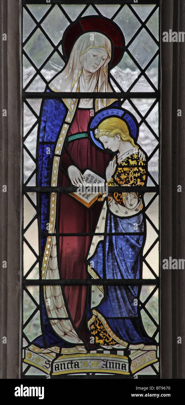A stained glass window by Sir Ninian Comper depicting Saint Anne ...