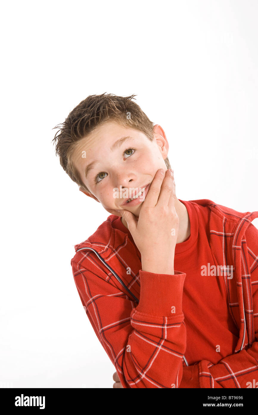 Portrait of a pensive boy Stock Photo - Alamy