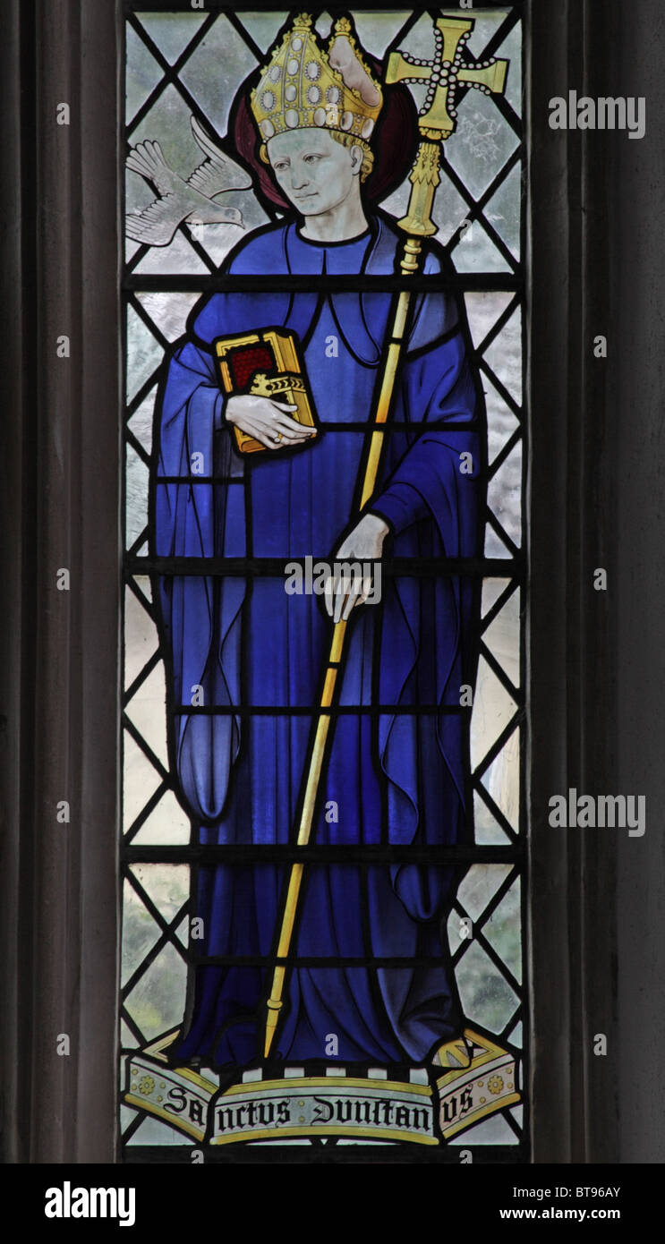 A stained glass window by Sir Ninian Comper depicting Saint Dunstan ...