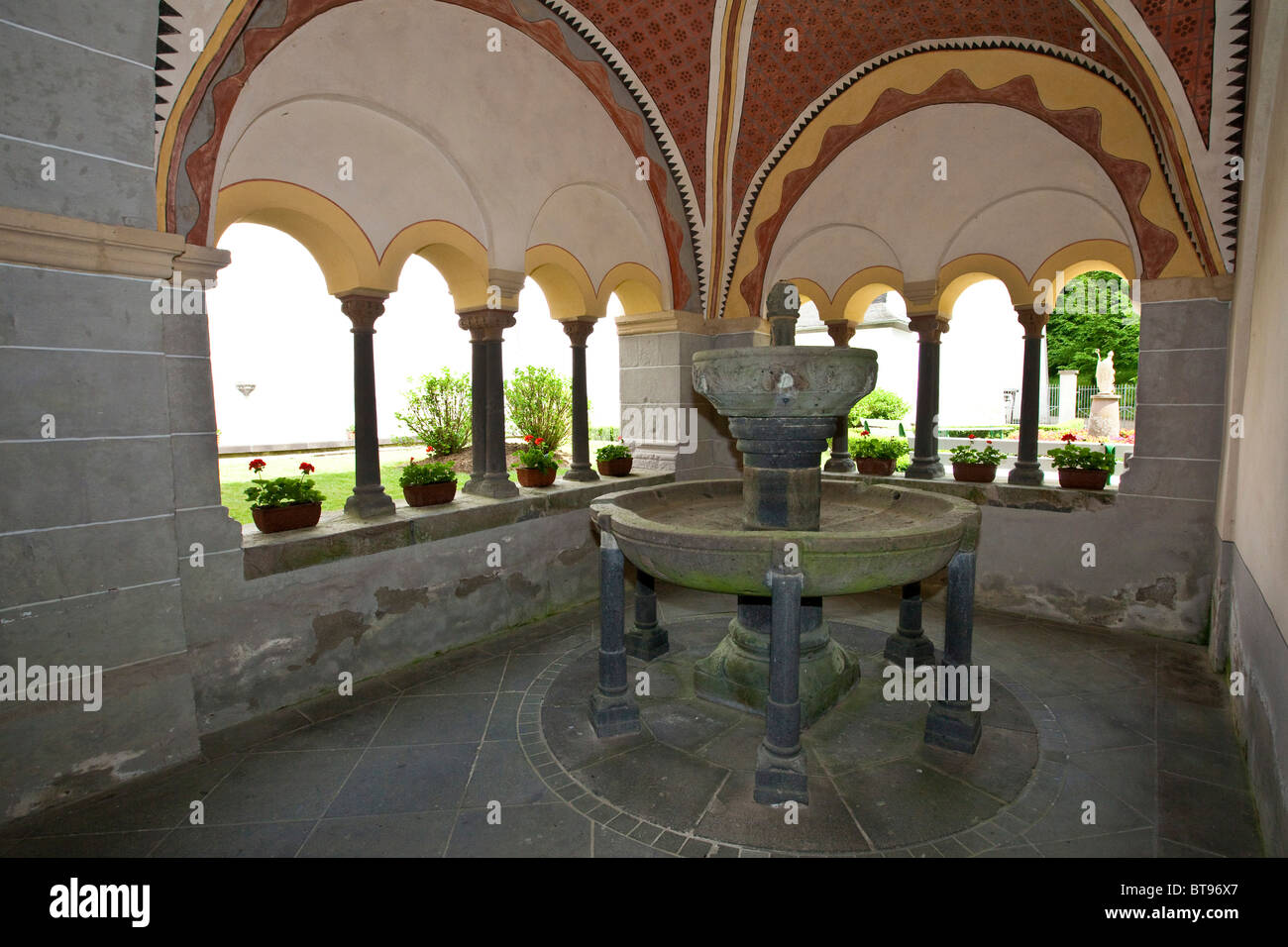 The abbey of Sayn with cloister, Sayn, Koblenz, Rhineland-Palatinate ...