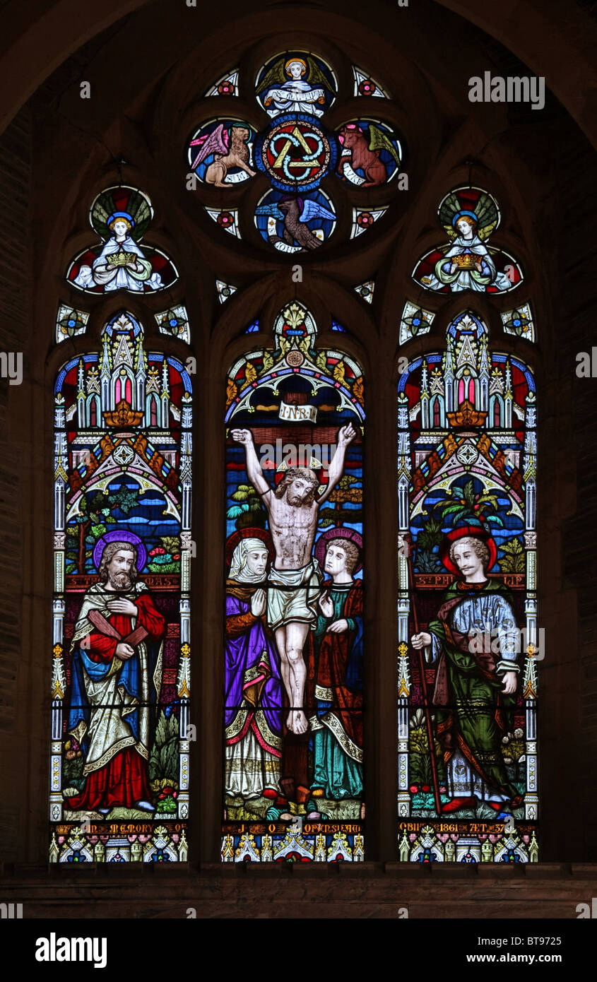 A Stained glass window by Clayton and Bell depicting The Crucifixion ...