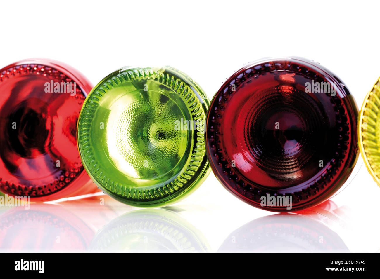 Bottles of wine, glass bottom Stock Photo - Alamy