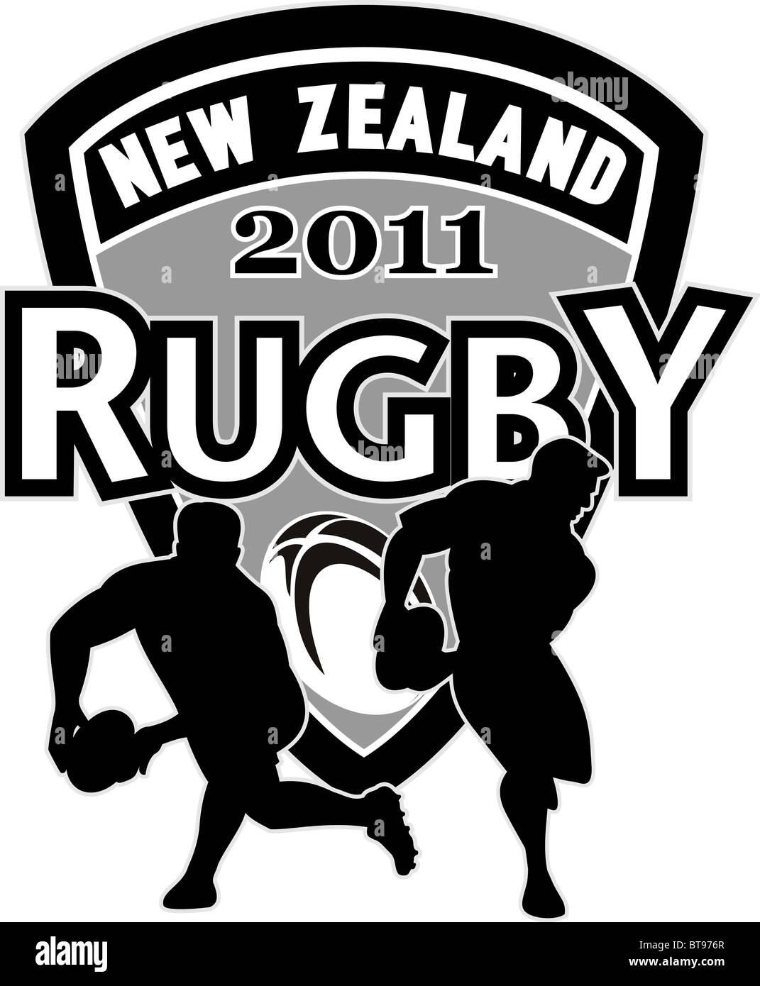 illustration of an icon showing a shield and rugby ball and player ...