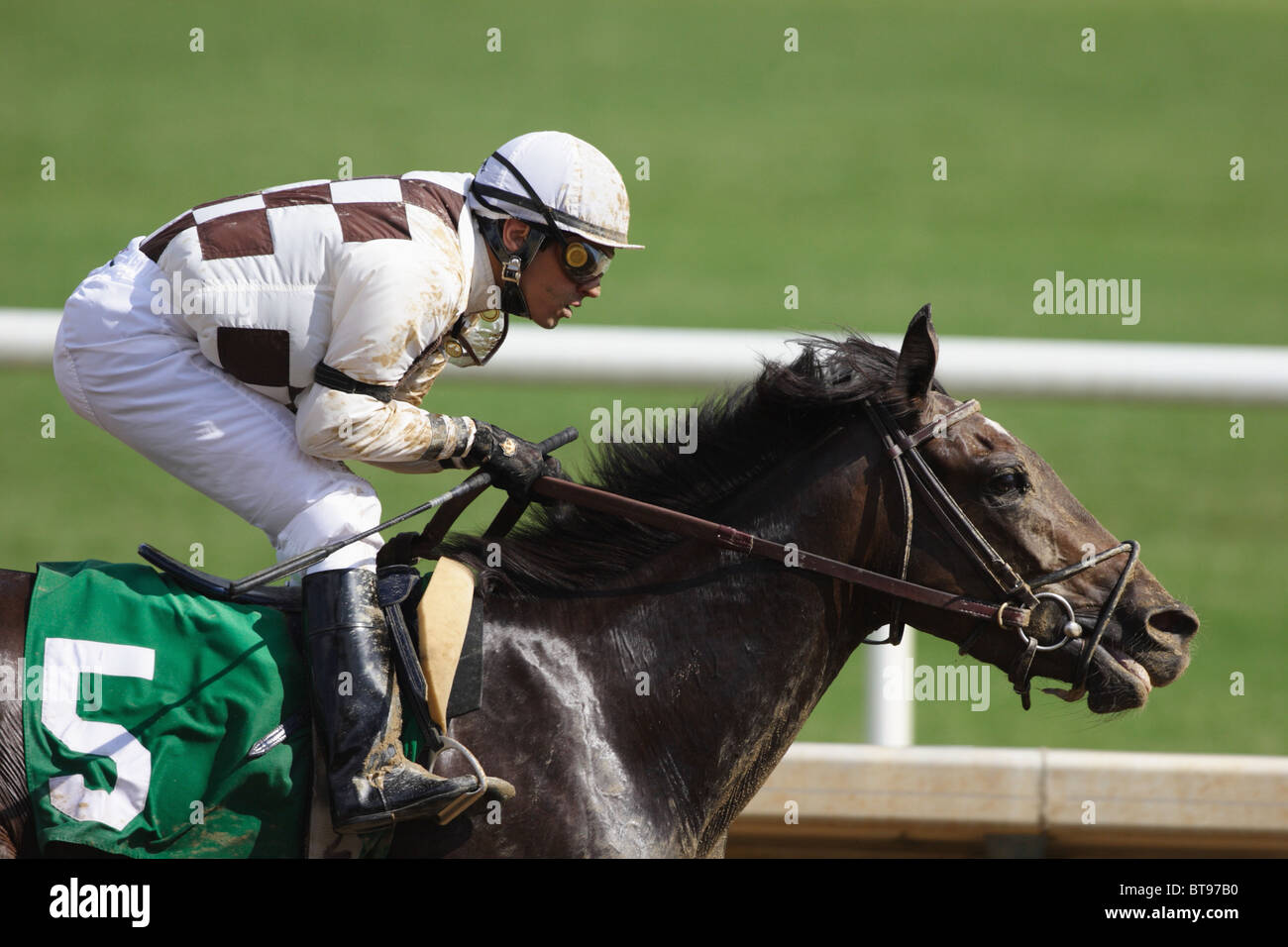 Jockey winning race at Colonial Downs racetrack in New Kent County ...