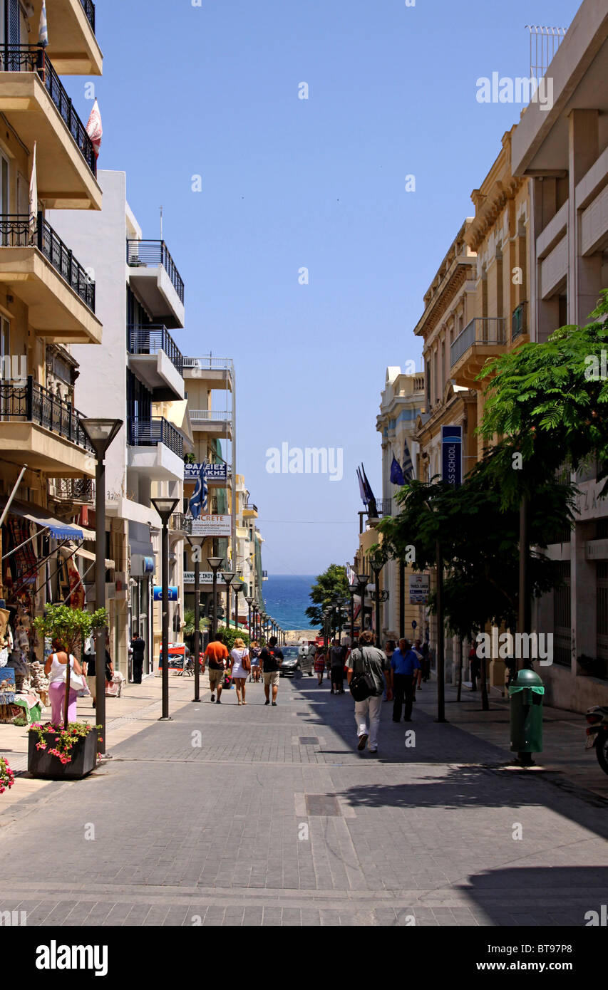Main street, Heraklion or Iraklion, Crete, Greece, Europe Stock Photo ...