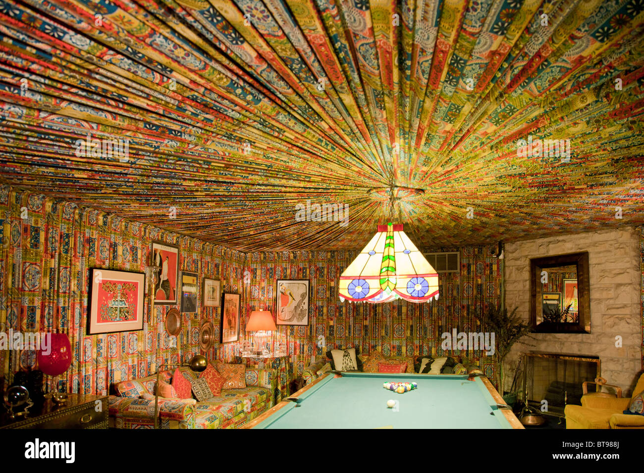 Elvis Presley's fabric-lined pool room at Graceland, Memphis Stock ...