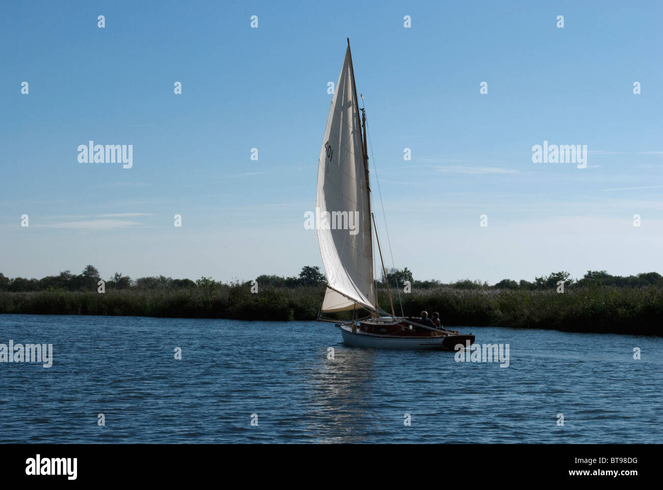 A traditional sailing boat on the Norfolk Broads Stock Photo - Alamy