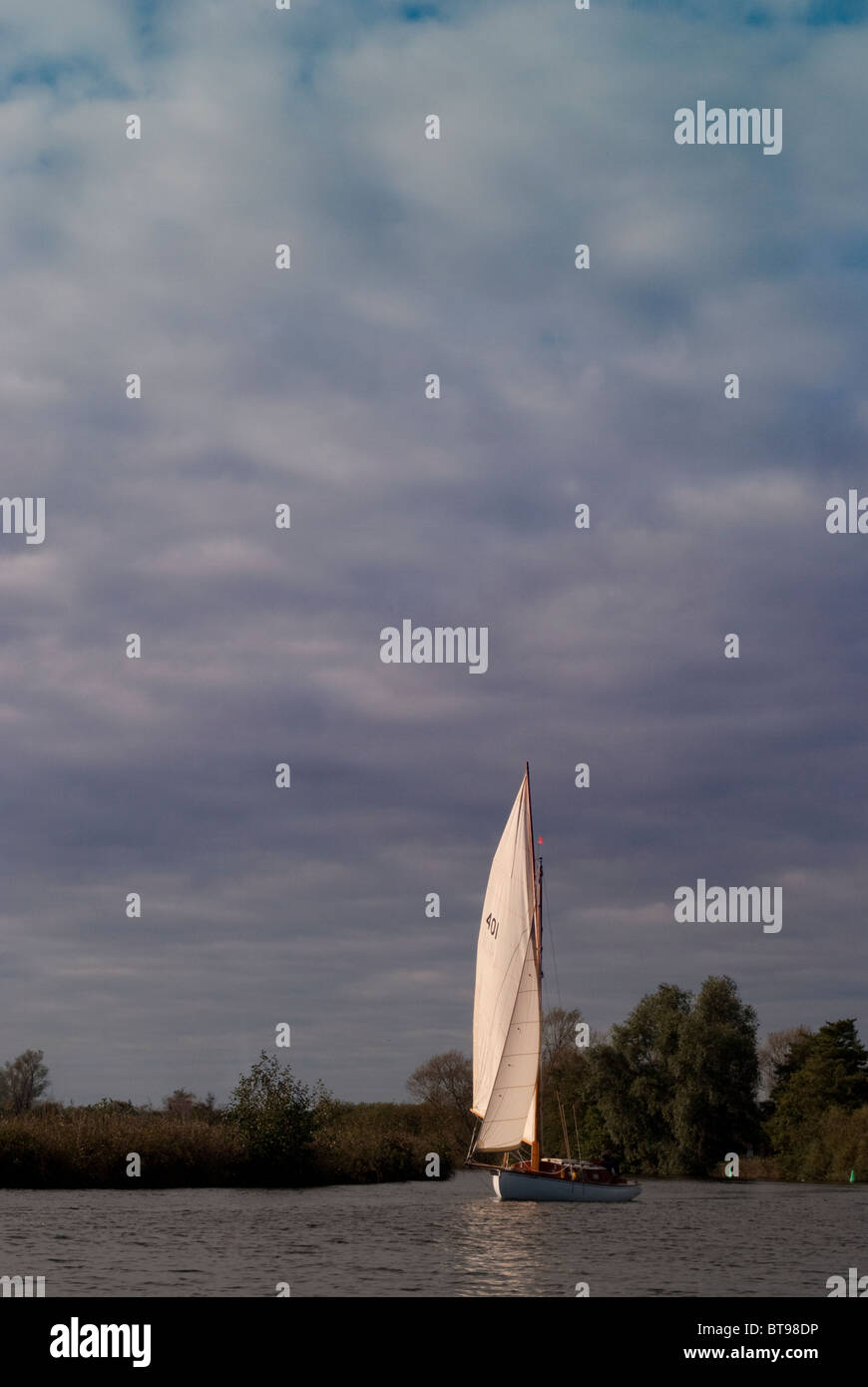 A traditional sailing boat on the Norfolk Broads Stock Photo - Alamy