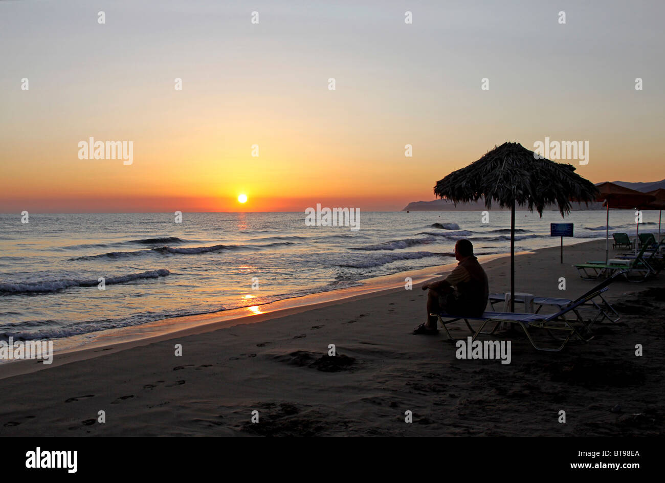 Sunrise at the beach, Stalis, Crete, Greece, Europe Stock Photo - Alamy