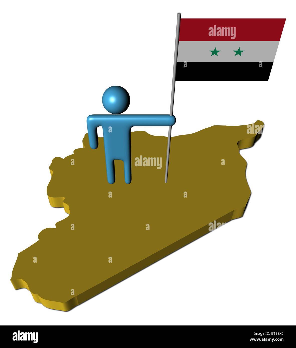 Syria flag on 3d map Cut Out Stock Images & Pictures - Alamy