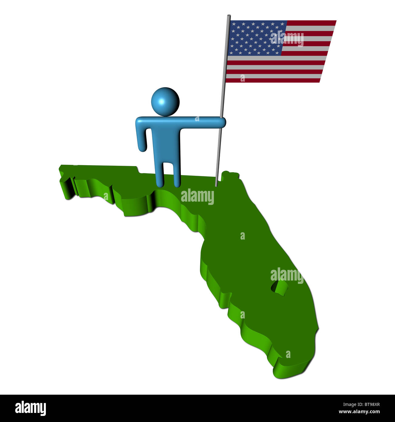 abstract person with flag on Florida map illustration Stock Photo - Alamy