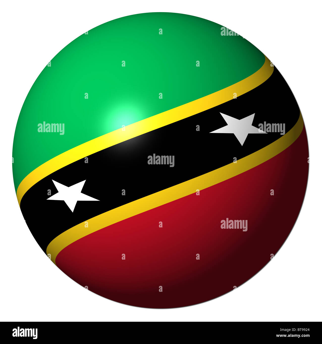 St Kitts flag sphere isolated on white illustration Stock Photo - Alamy