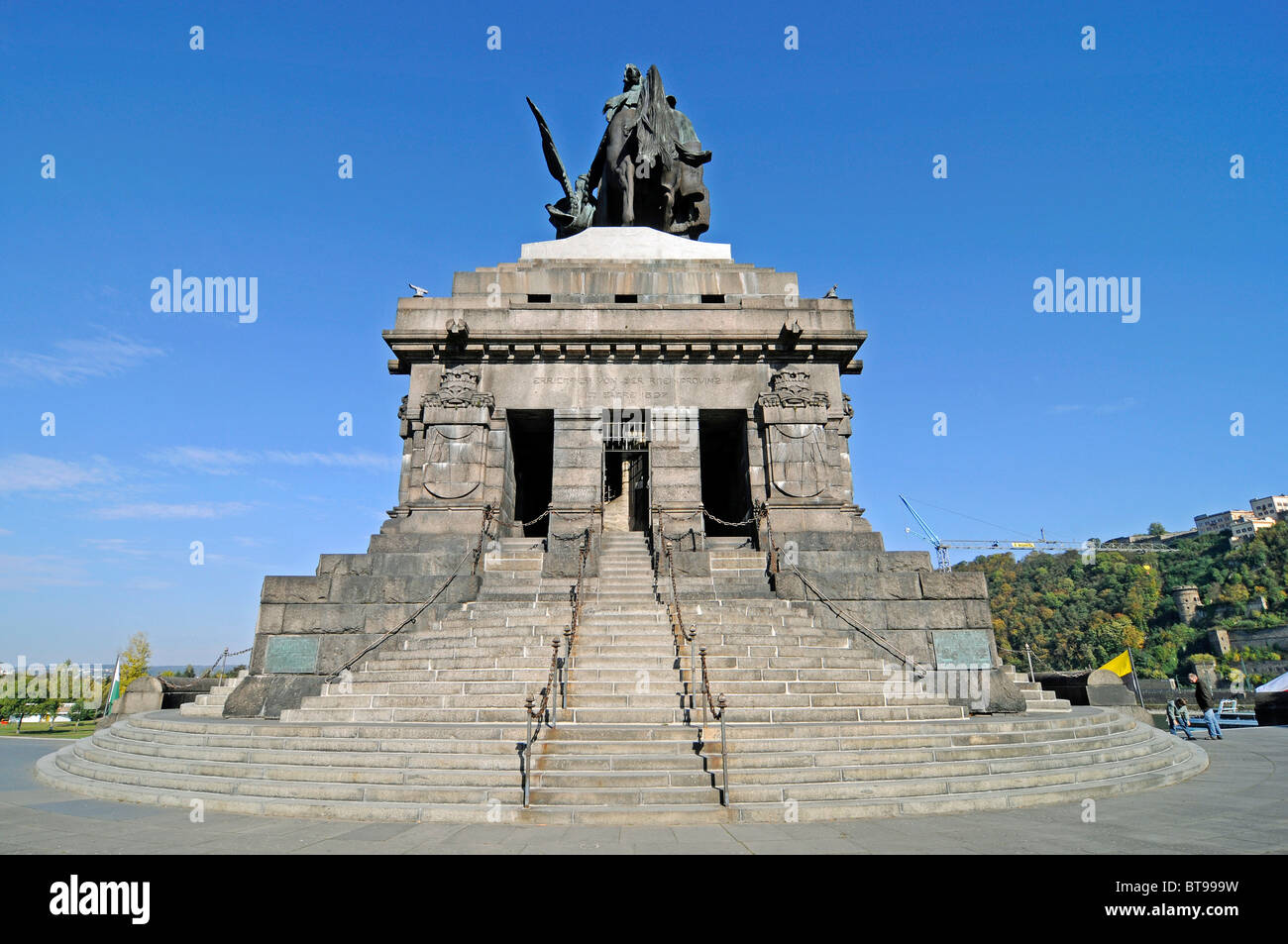 Kaiser Wilhelm I monument, equestrian statue, flags, state flags ...