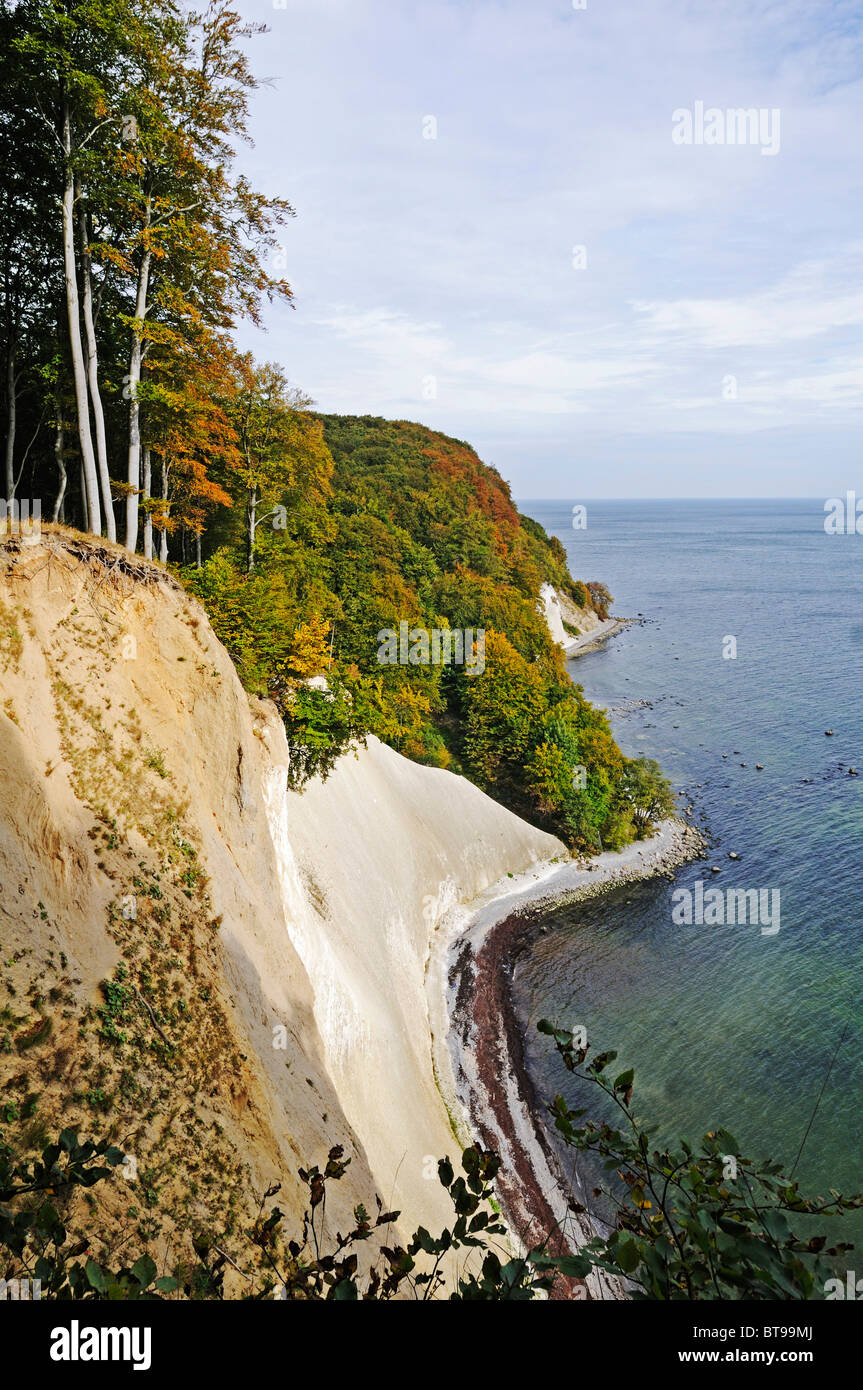 View from the Hochuferweg path on the chalk cliffs in the Jasmund ...