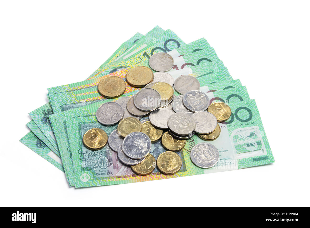 Banknotes and Coins Stock Photo - Alamy