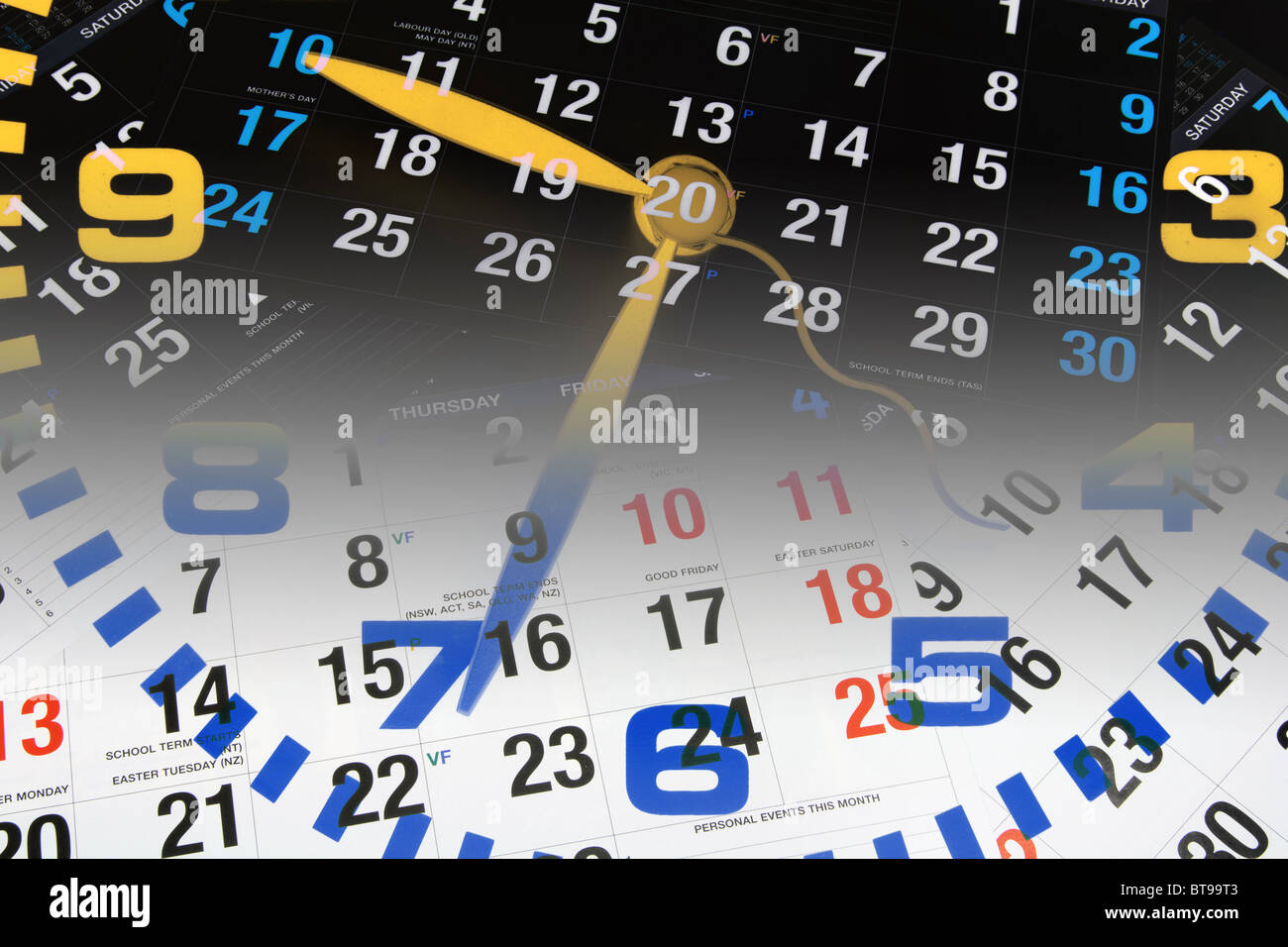 Clock and Calendar Stock Photo - Alamy