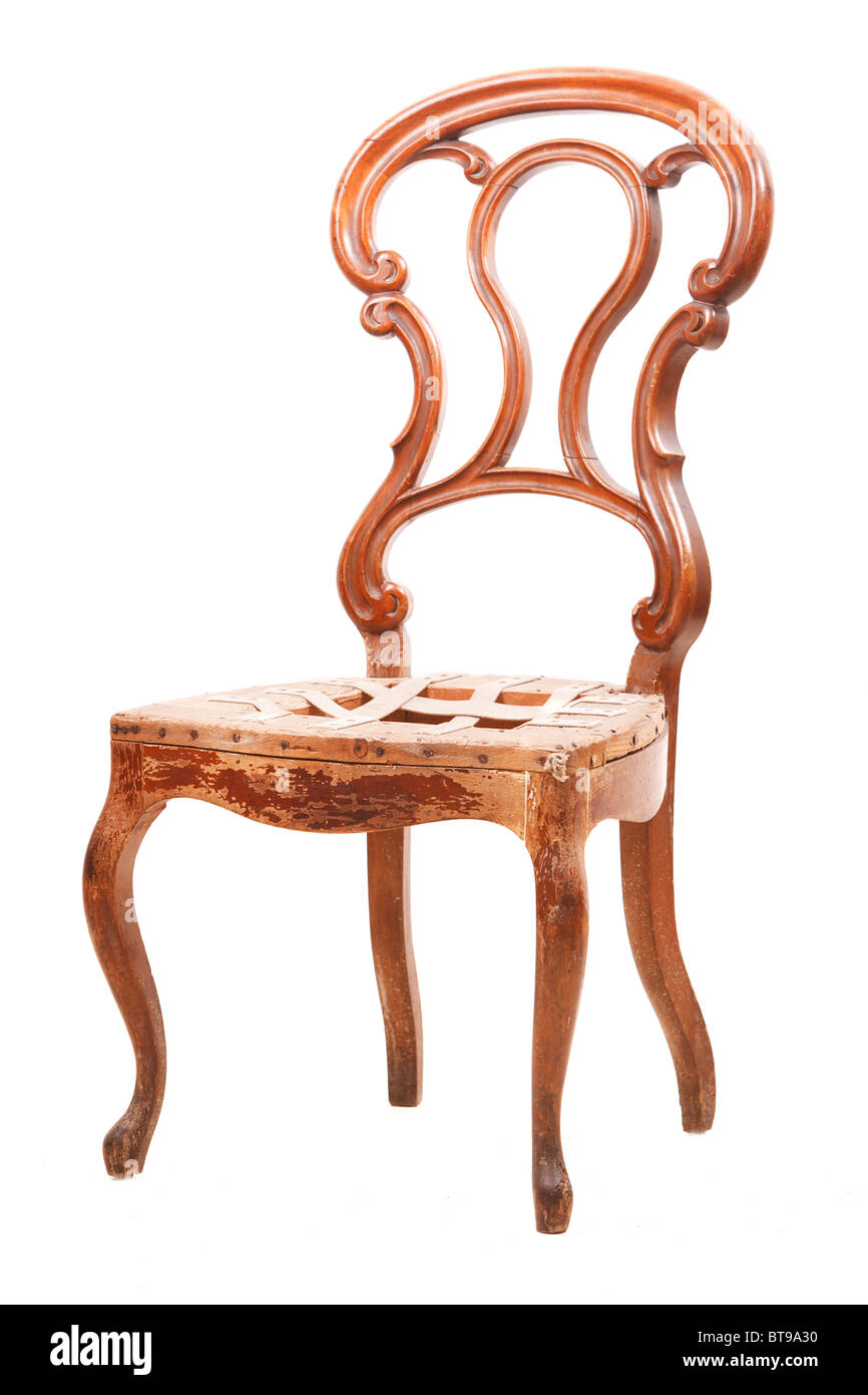 Old-style chair isolated on white background Stock Photo - Alamy