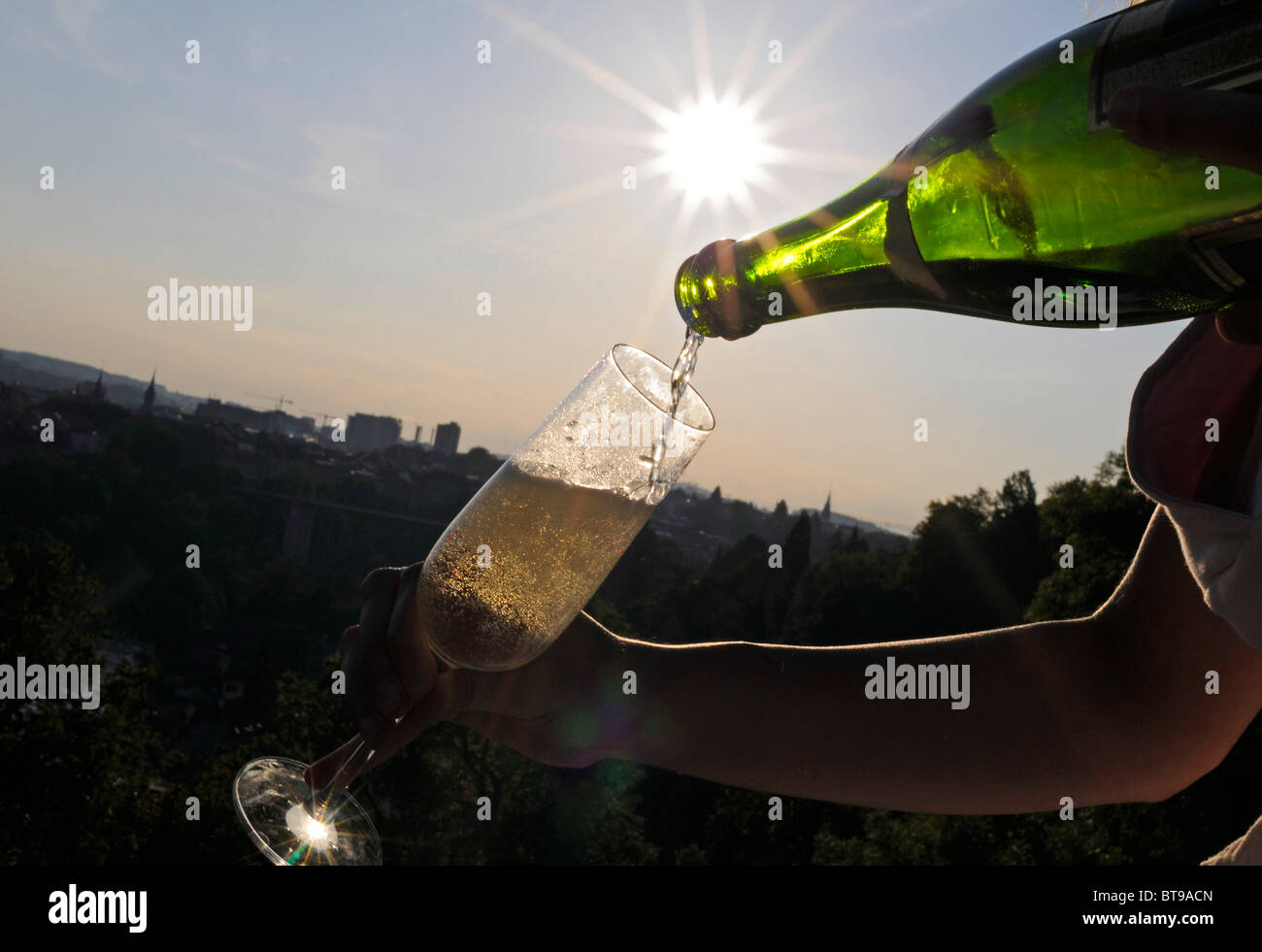 Champagne glass silhouette hi-res stock photography and images - Alamy