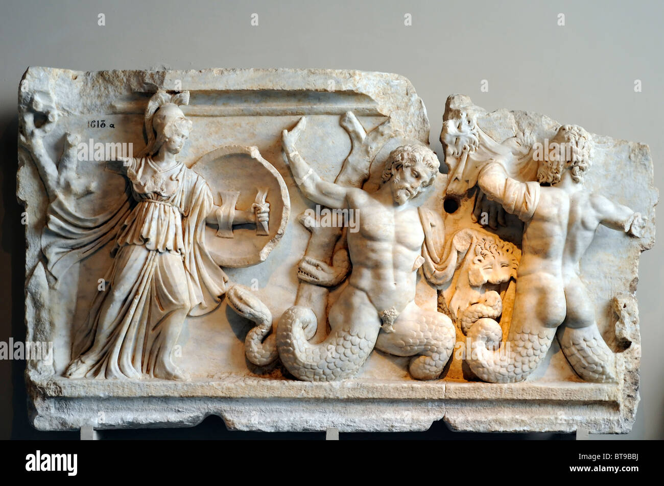Relief depicting the struggle of Athena and the Gigantes, Roman 2ndC AD ...