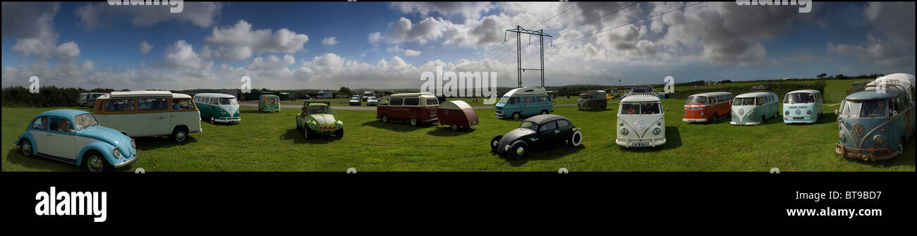 Volkswagen camper vans and cars at a festival Stock Photo - Alamy