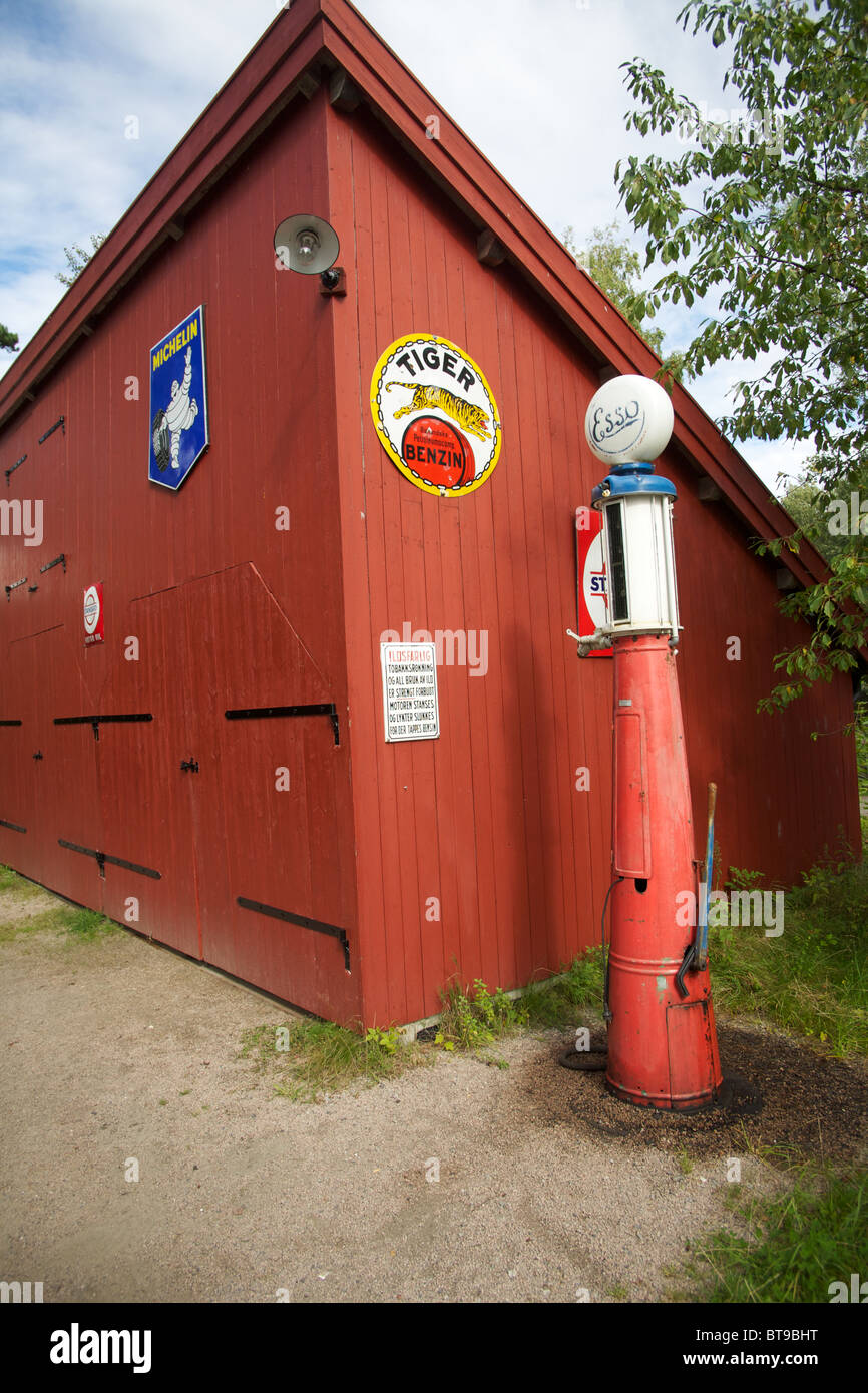 Old style petrol pump (gas) at Rammegård (Ramme Gaard, Rammegard Stock ...