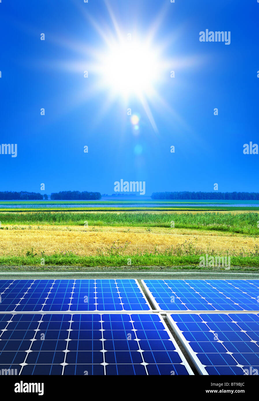 solar cell array in the field, renewable energy Stock Photo - Alamy